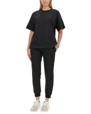MOSCHINO COUTURE All-Over Logo Print T-Shirt Women Black T-Shirts ...