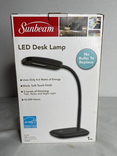 Sunbeam Flexible Neck Led Desk Lamp Adjustable Light Black 3 Levels | eBay