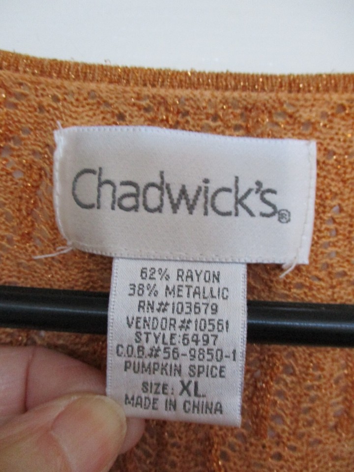 CHADWICKS ORANGE SPARKLE KNIT TOP WITH TANK TOP 3/4 SLEEVE SIZE XLARGE | eBay