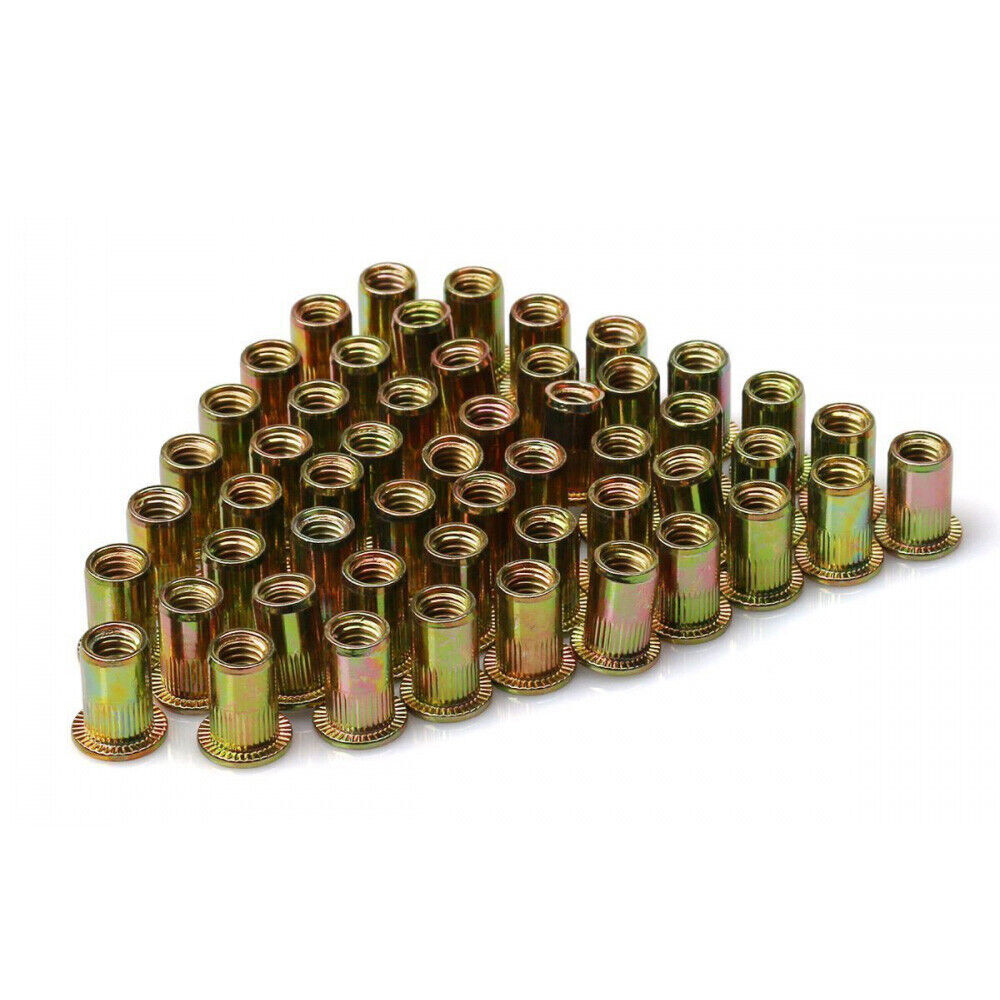 50X M8 Rivet Nut Bolt Steel Rivets Flange Blind Nutserts Flat Head ...