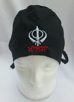 Sikh punjabi turban patka pathka singh khanda bandana head wrap black ...