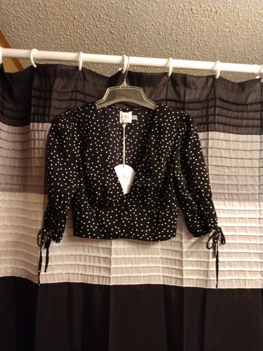 NWT Ladies Black and White Polka Dot Sexy Mid Drift Jacket/Top SIZE 4 ...