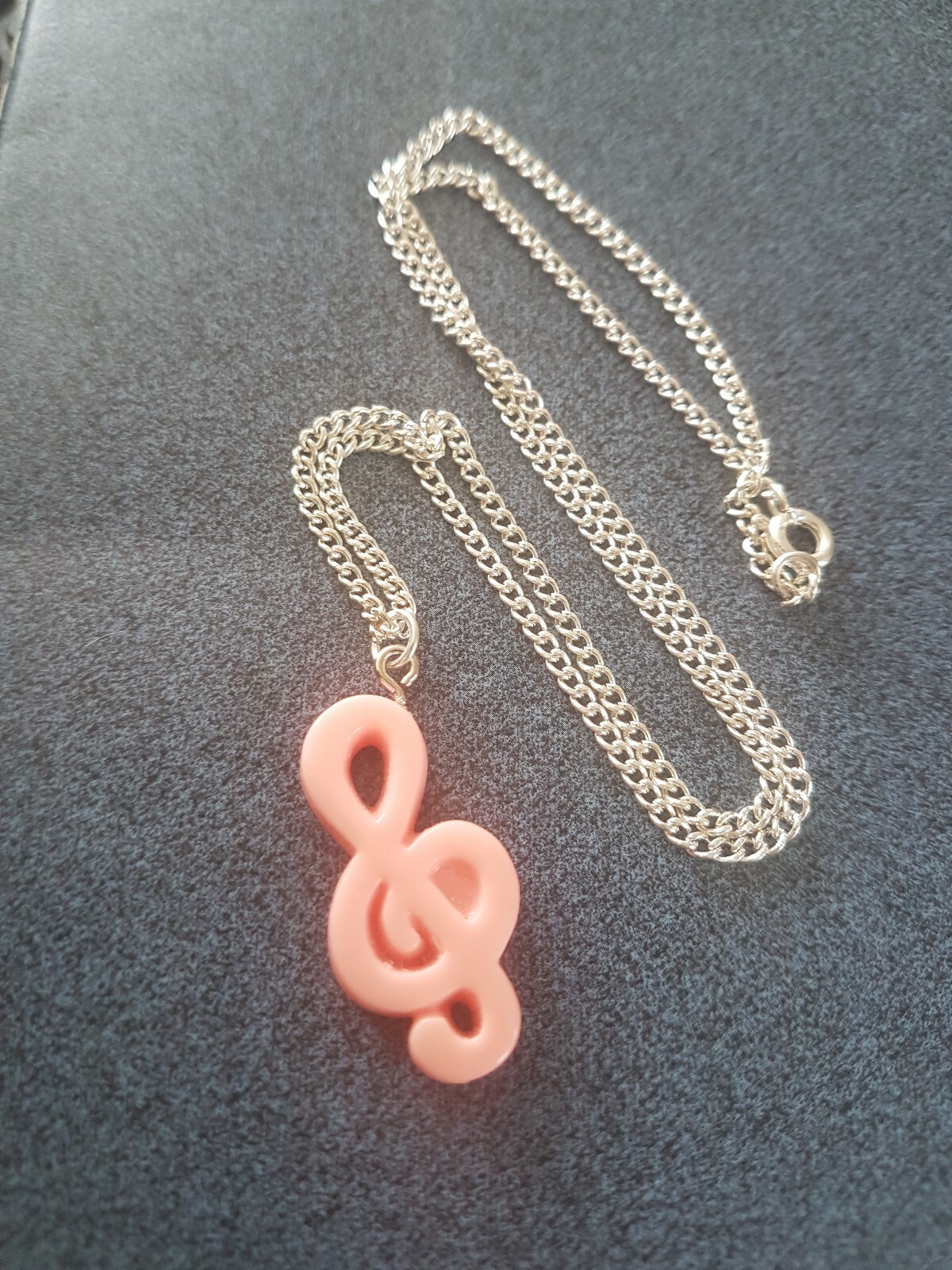 Pink Treble Clef Necklace Handmade 18" Silver Plated Chain PrettyGirly ...