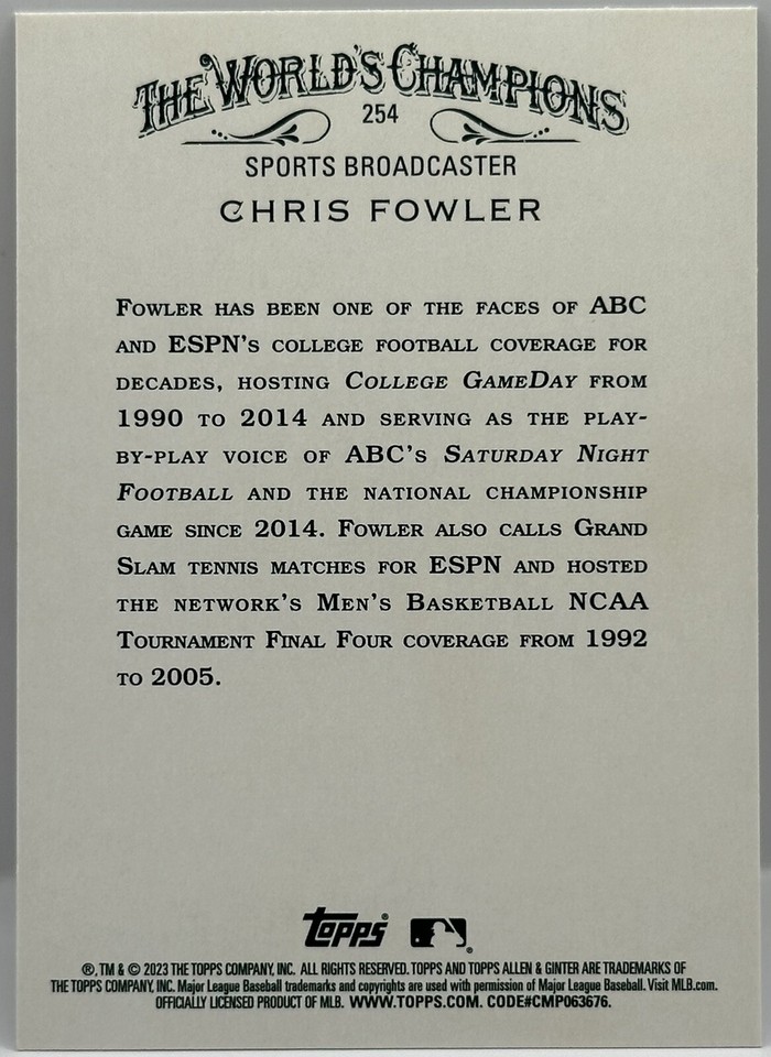 2023 Allen & Ginter Chris Fowler Silver Portrait #254 Sports ...