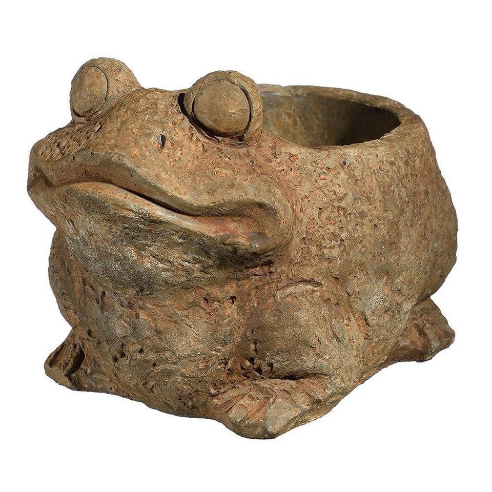 Large Rust Cement Frog Planter | eBay