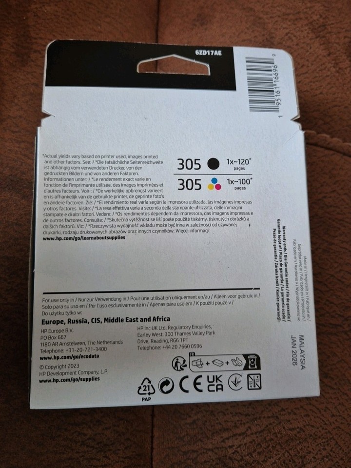 HP 305 6ZD17AE Original Ink Cartridges Black/Tri-Colour 2 Pack New-Open ...