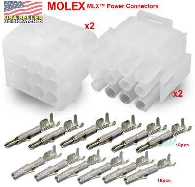 Molex -2 Complete Set - (12 Circuit) w/14-20 AWG, Wire Connector 2.13mm ...