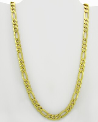 FIGARO STYLE CHAIN SOLID .925 STERLING SILVER (Yellow) 22" Long - NWT ...