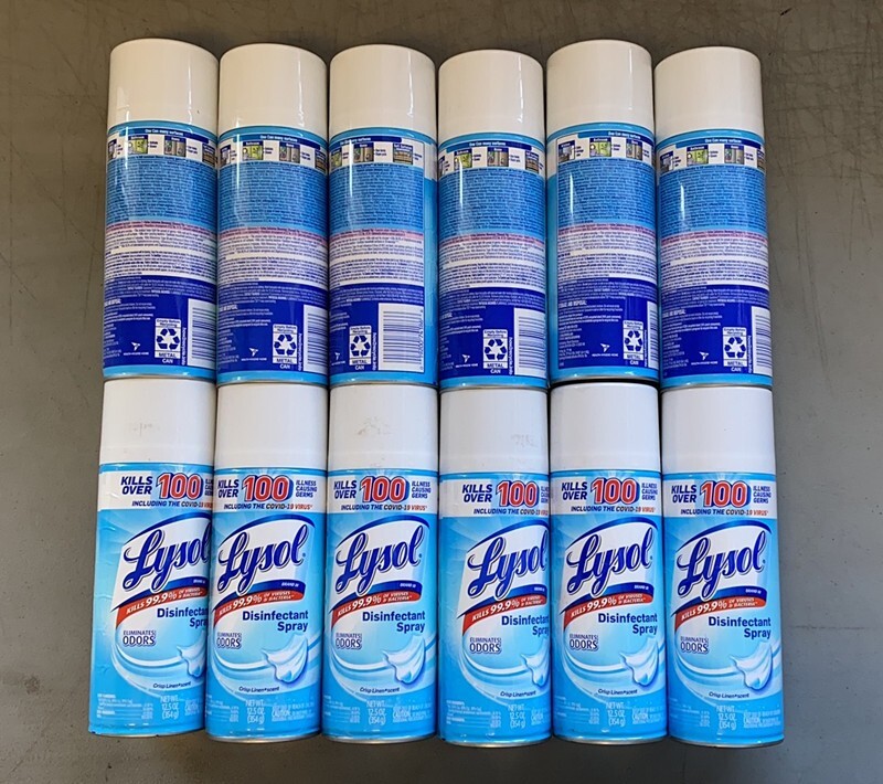 Lot of 12 Can Case of Lysol Disinfectant Spray Aerosol Crisp Linen 12.5 ...