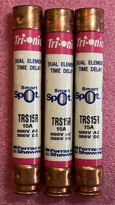 Lot Of 3 Ferraz Shawmut TRS15R Dual Element Time Delay Smart Spot Fuse ...