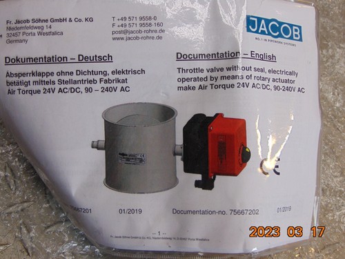 JACOB 4108494/10 THROTTLE VALVE W/O SEAL w ER20.X03.M00 ROTARY ACTUATOR ...
