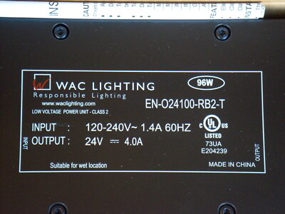 WAC Lighting Transformer EN-O24100-RB2-T / 96W / 24V / Wet Location | eBay