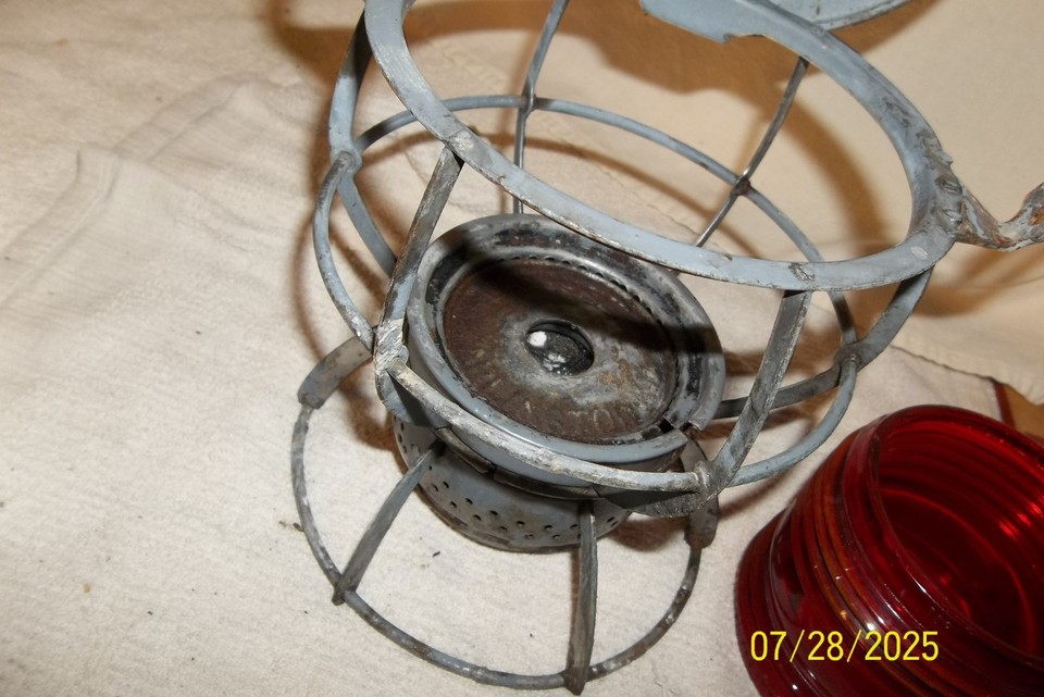 DRESSELL WABASH RY Railroad RR Lantern w/ RED Globe & Adlake BURNER POT ...