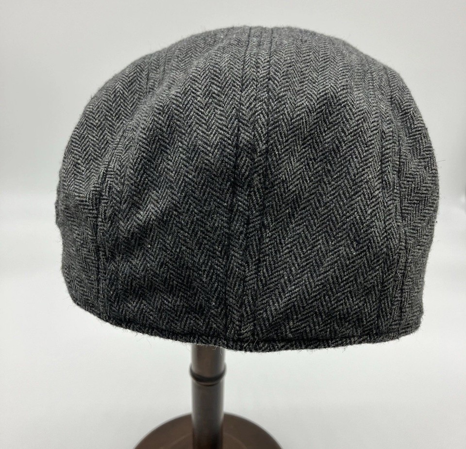 Biltmore 1917 Driver Newsboy Hat Cap Grey Herringbone Tweed L Driver ...
