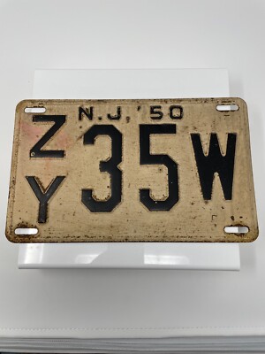 NJ LICENSE PLATE ZY35W VINTAGE LICENSE PLATE - 1950 | eBay
