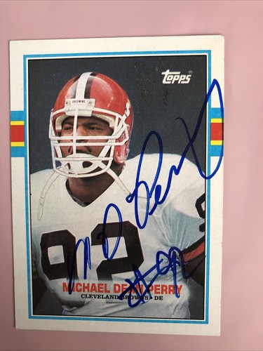 MICHAEL DEAN PERRY 1989 TOPPS AUTOGRAPHED SIGNED AUTO FOOTBALL CARD ...