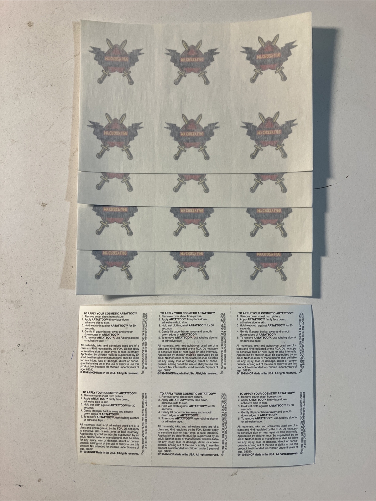 Lot Of 5 1993 My Crazy Life Movie Rub On Tattoo Sheet Of 6 Tattoos ...