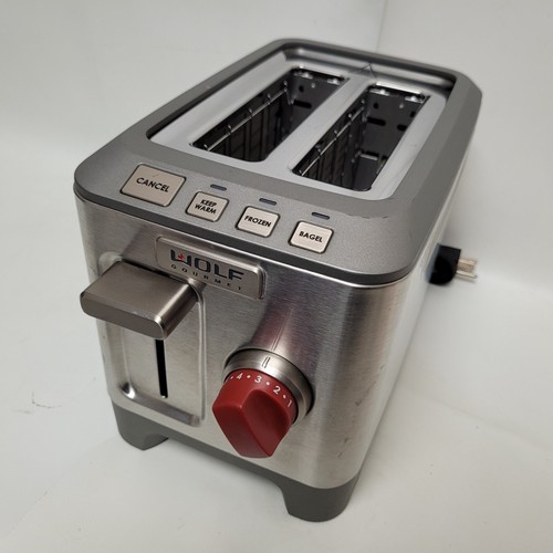Wolf Gourmet 2-Slice Extra-Wide Toaster, Red Knob - Stainless Steel ...