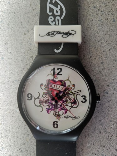 Ed Hardy Men's Spectrum Black Watch Love Kills Quartz Biker Christian ...