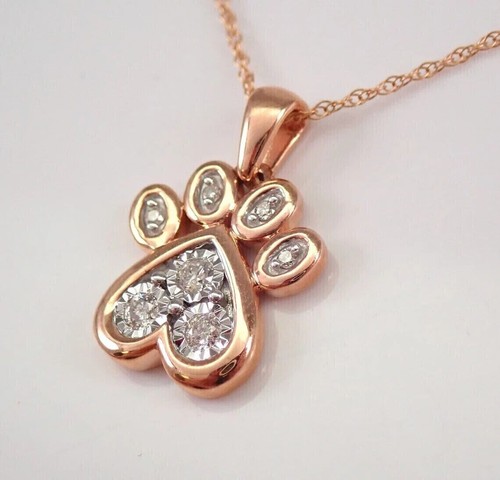 2Ct Lab Created Diamond Dog Paw Pendant Necklace 14k Rose Gold Plated ...