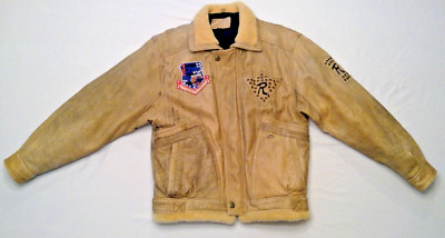 Vintage Leather Shearling Bomber Jacket Military Strategic Air Command ...