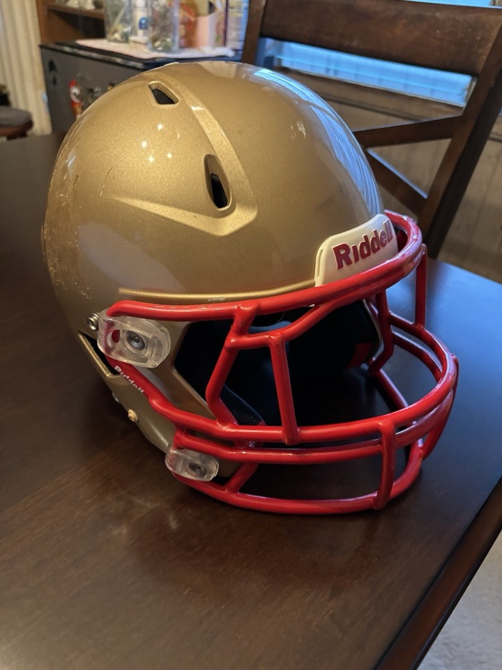Riddell Revo Speed 360 Football Helmet Gold w/ Red Facemask Adult ...