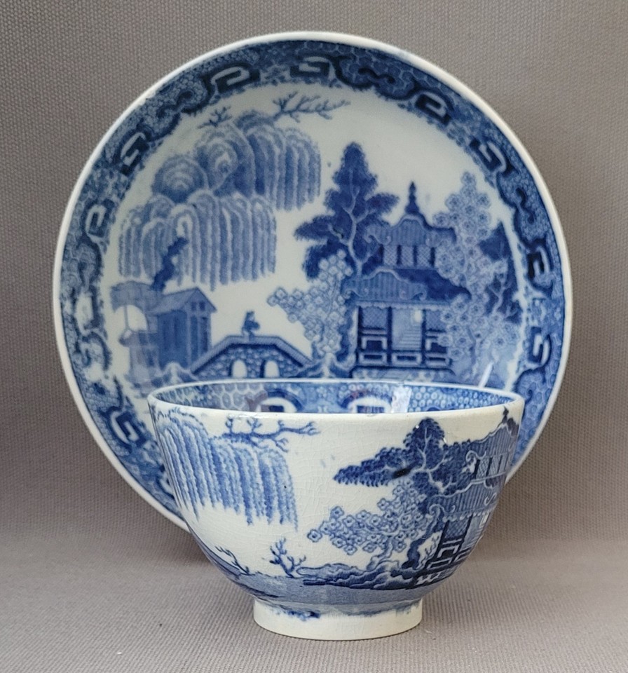 STAFFORDSHIRE PEARLWARE WEEPING WILLOW & CHINESE PAGODA TEABOWL ...