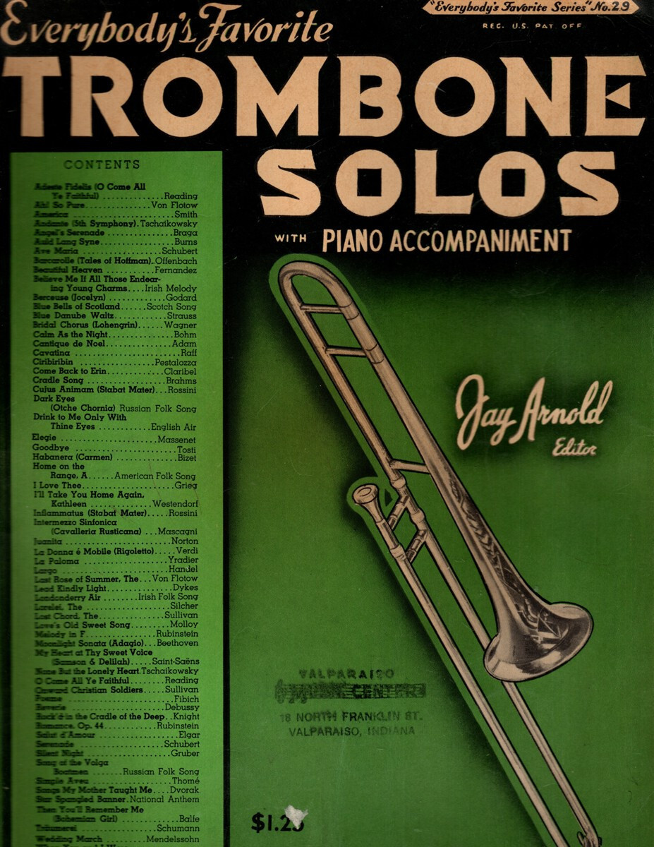 EVERYBODY'S FAVORITE TROMBONE SOLOS WITH PIANO ACCOMPANIMENT by Jay ...