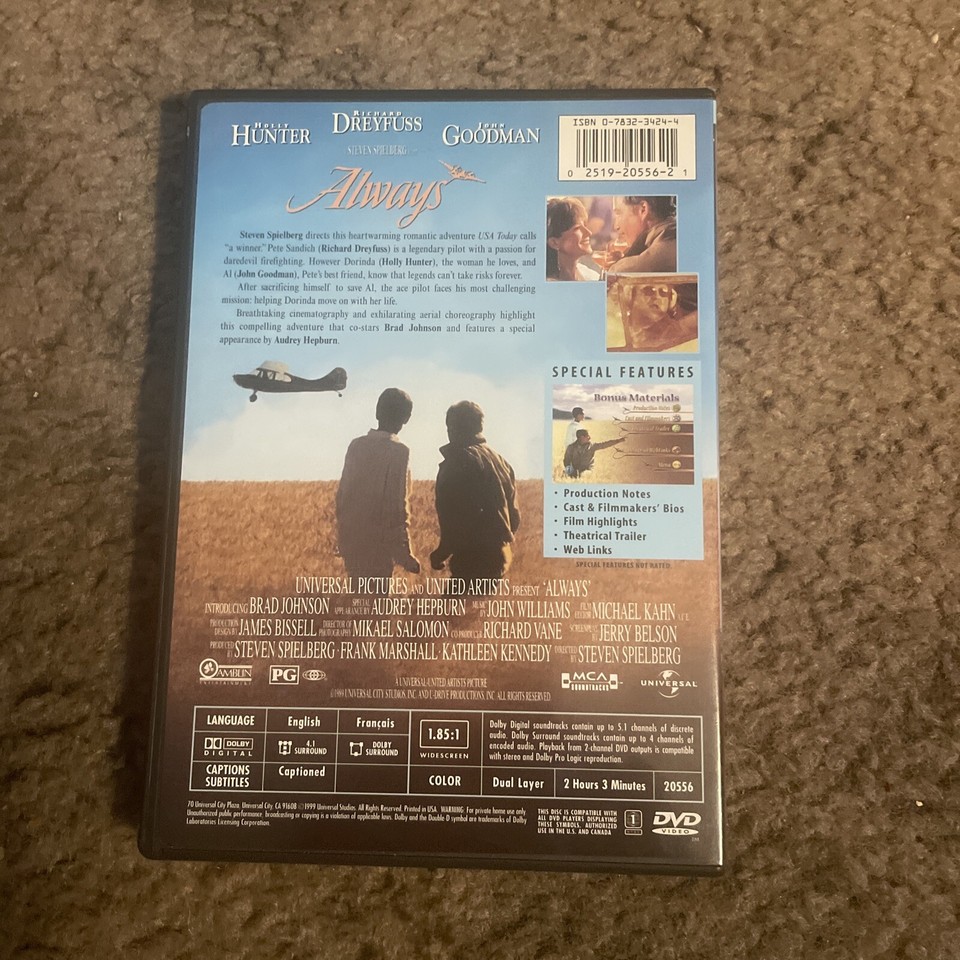 Always (DVD, 1999, Widescreen) Richard Dreyfuss Holly Hunter John ...