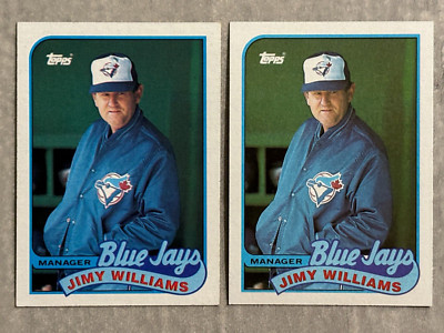 1989 Topps JIMY WILLIAMS "White in Jays" Error & Corrected Baseball ...
