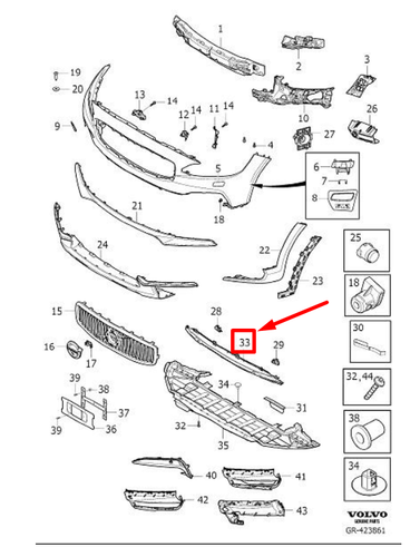 VOLVO V90 MK2 Grille inf rieure de pare-chocs avant 31383271 NOUVEAU ...