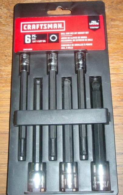 Craftsman Ball Hex Bit Socket 6 PC Set Long SAE Chrome CHN 42606 for ...