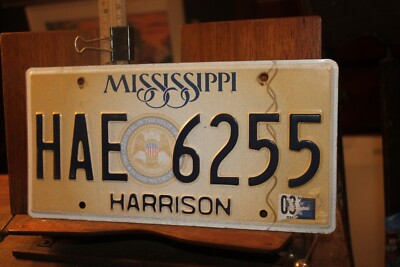 MARCH 2020 Mississippi License Plate Harrison County HAE 6255 | eBay