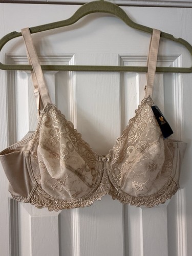New Wacoal Bra Size 40C Beige Sheer Lace With Underwire Adjustable ...
