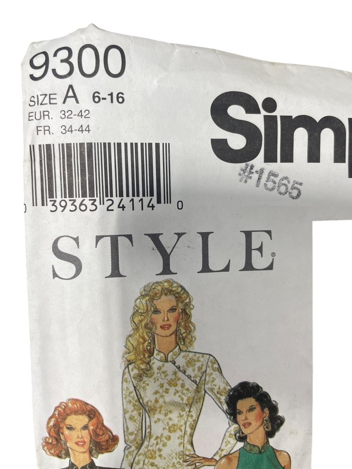 Simplicity 9300 Sewing Pattern Size A 6-16 Fitted Dresses Mandarin ...
