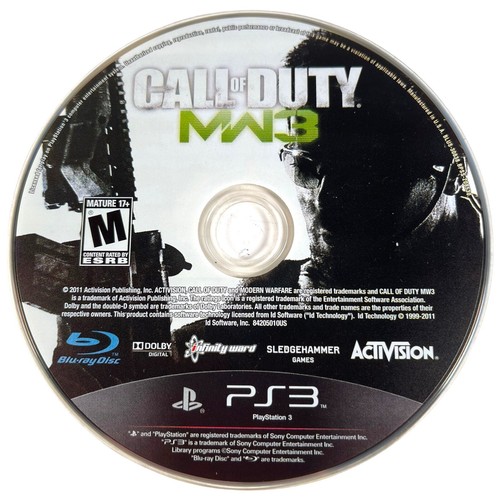 Call of Duty MW3 Modern Warfare 3 Sony PlayStation 3 PS3 Disc Only ...