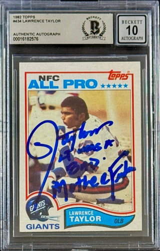 Lawrence Taylor Signed Autographed 1982 Topps Card #434 Beckett ...