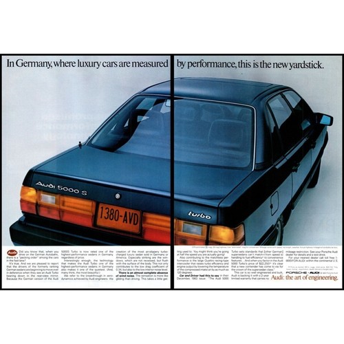 1984 Audi 5000S Turbo Luxury Sedan 2 Page Vintage Print Ad Taillights ...