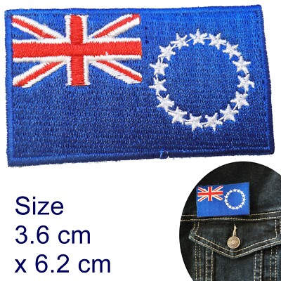 Cook Islands flag iron on patch Ensign flags travel Oceania iron-on ...