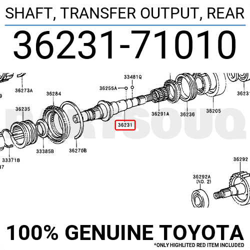 3623171010 Genuine Toyota SHAFT, TRANSFER OUTPUT, REAR 36231-71010 | eBay