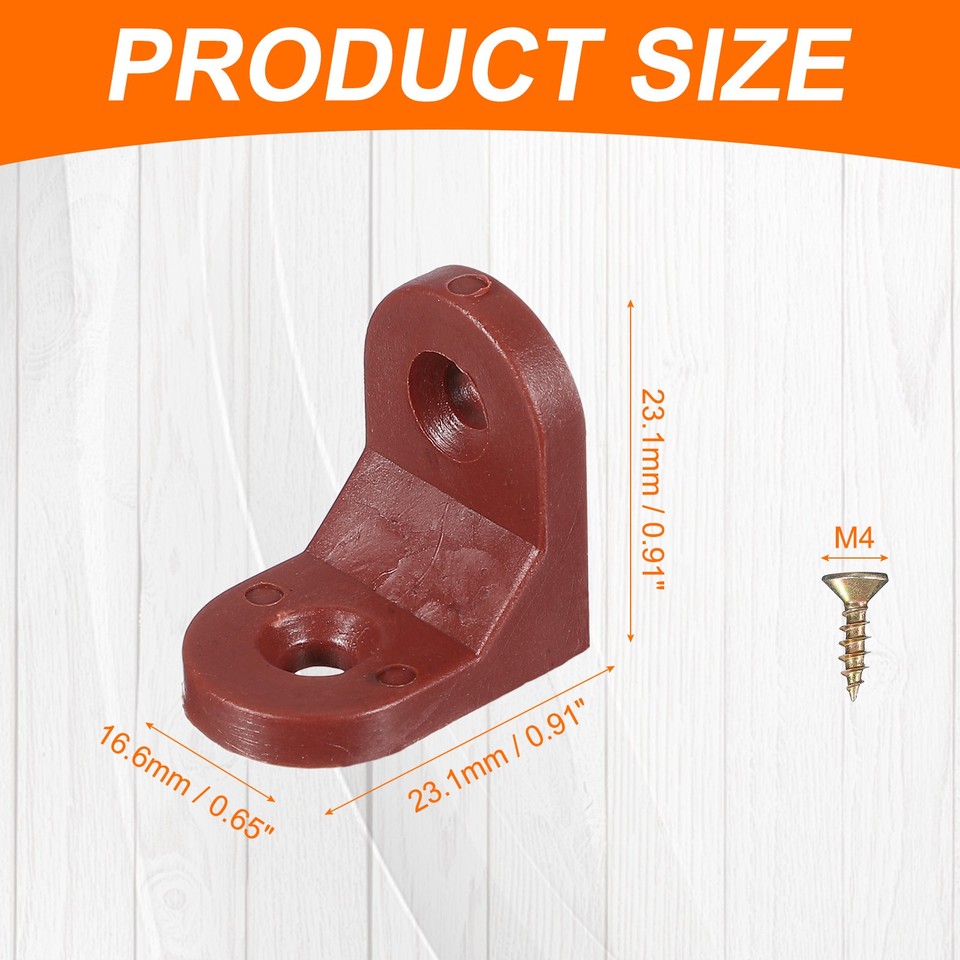 50pcs Plastic l Brackets Corner Bracket Small Round Corner Brace Brown ...