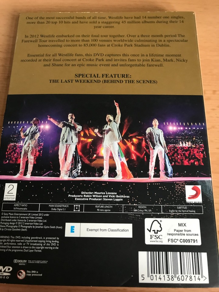 Westlife - The Farewell Tour Live at Croke Park Westlife 2012 DVD | eBay