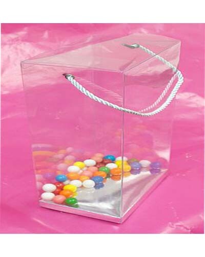 24~ 5-1/2x4x7-1/2" Rope Handle Clear PVC Boxes w/ Black Gold Silver ...