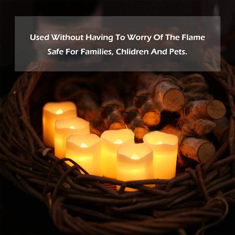 24PCS Flameless Flickering LED Tea Lights Timer Votive Candles Battery ...