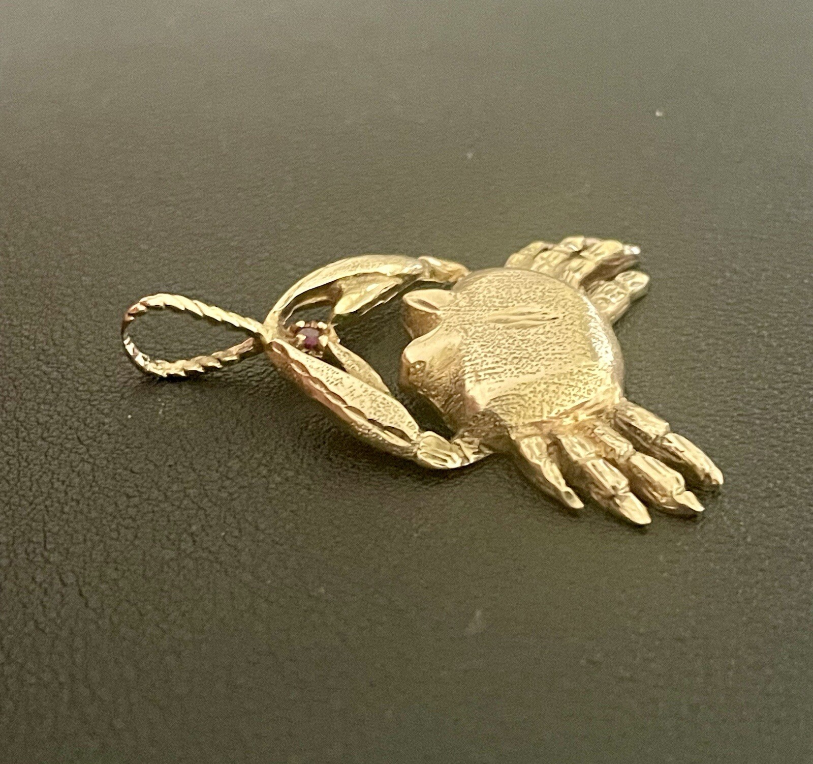 14K Yellow Gold Crab Pendant with 2pt Ruby (PB9) | eBay