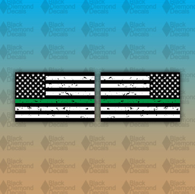 Thin Green Line American Flag Border Patrol LIMITED 3"x5" Set (2) Decal ...
