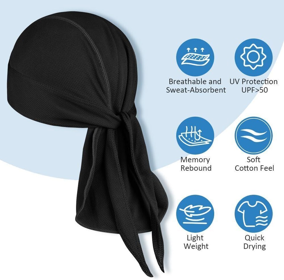 Cooling Motorcycle Wrap Biker Du Do Black Bandana Doo Rag Head Skull ...