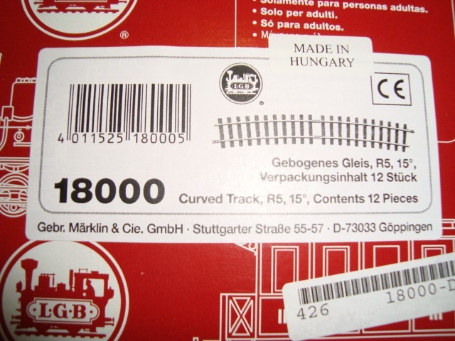 LGB 18000 BRASS RADIUS 5 CURVED TRACK BOX OF 12 PIECES BRAND NEW IN BOX ...