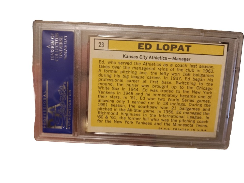 1963 Topps Baseball # 23 Ed Lopat PSA 9 (OC) | eBay