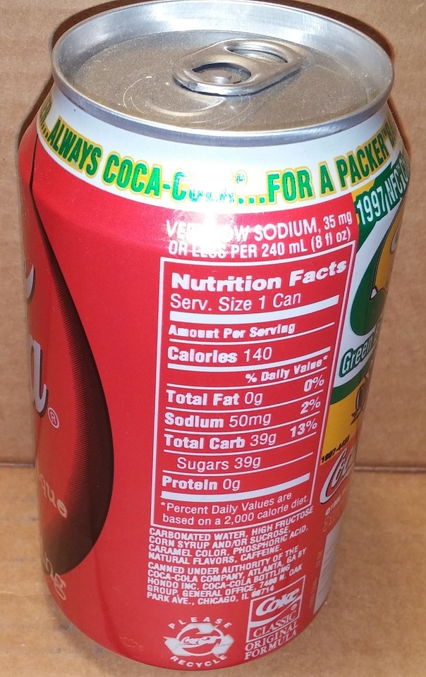 Coke Coca-Cola 12 oz Can 1997 NFC Champions Green Bay Packers Packer ...